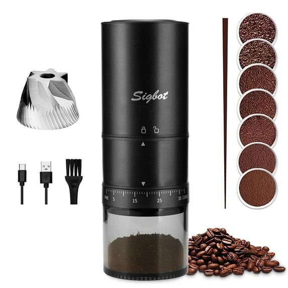 Portable Electric Coffee Grinder - 38 Grind Settings, Conical Burr ...