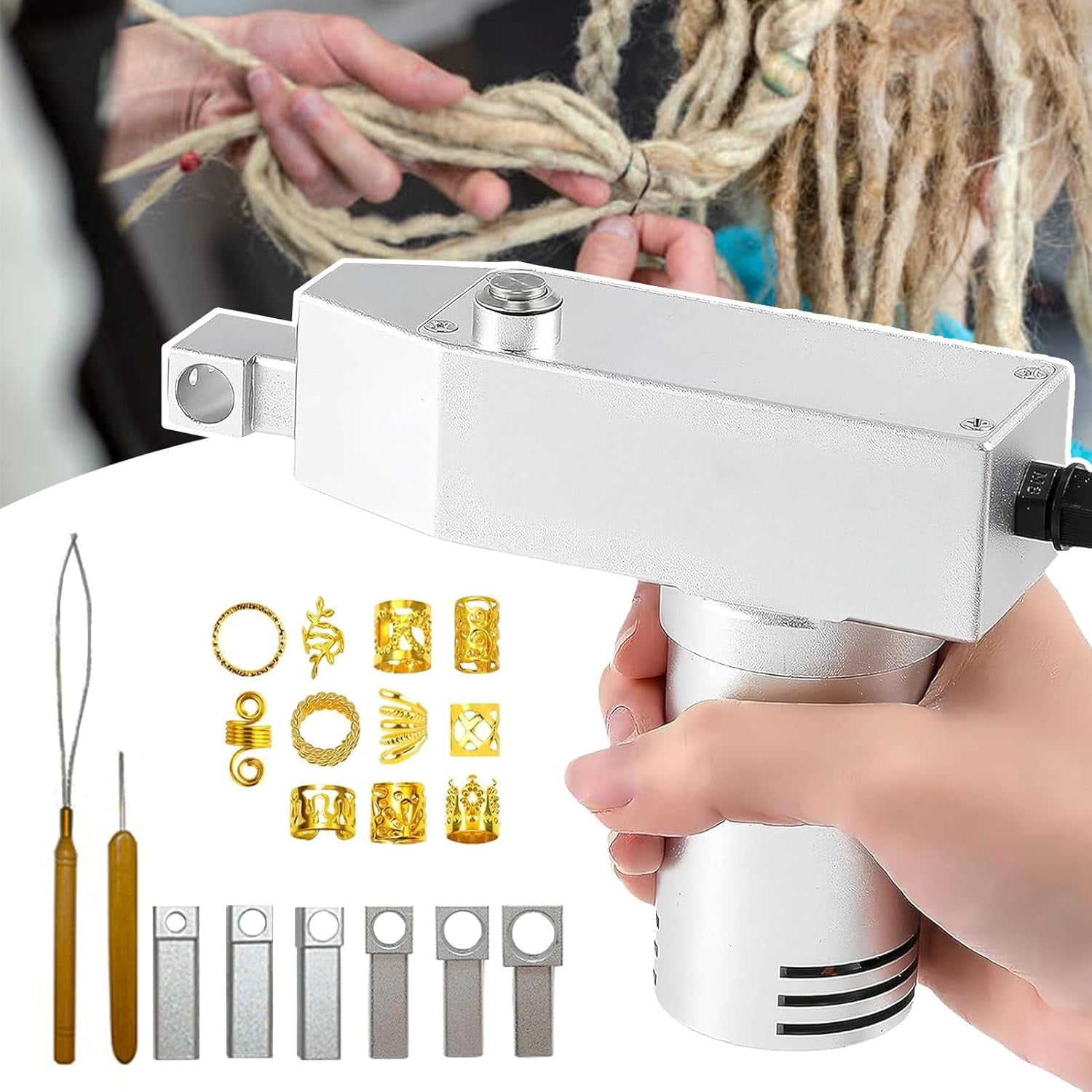 Portable Electric Dreadlock Crochet Machine, Automatic Dreadlocks Tool Kit with 290PCS Hair ...