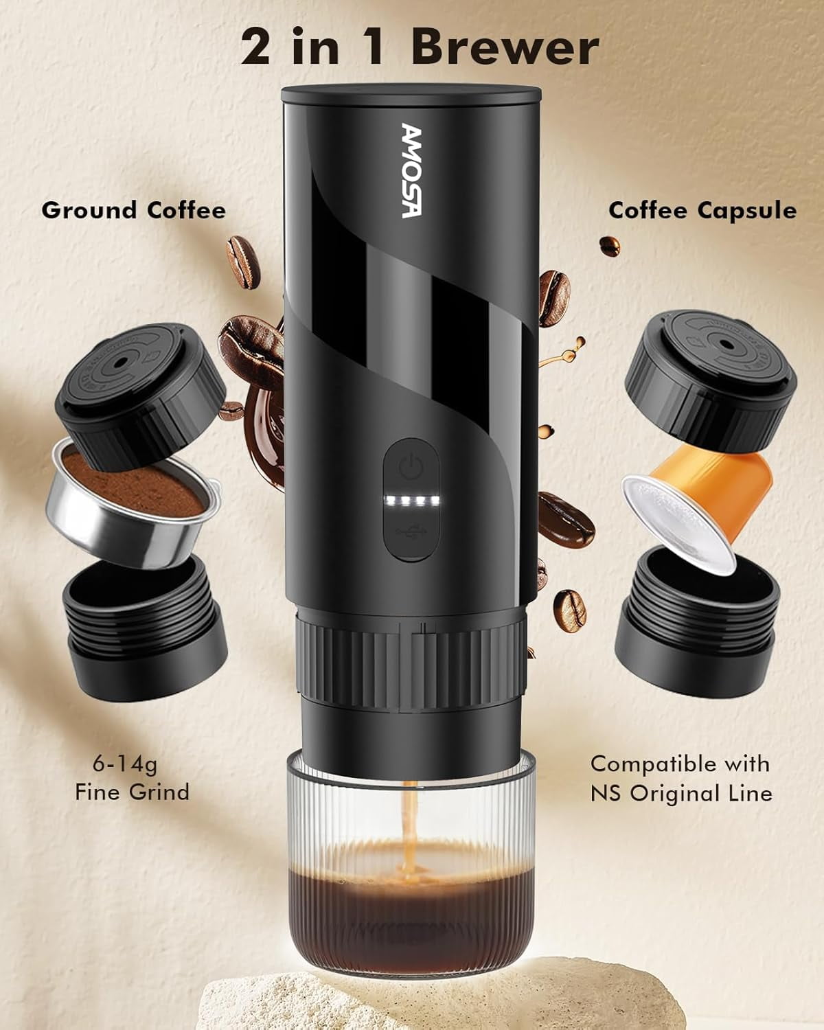 Portable Electric Espresso Coffee Maker Set - Includes Manual Coffee ...