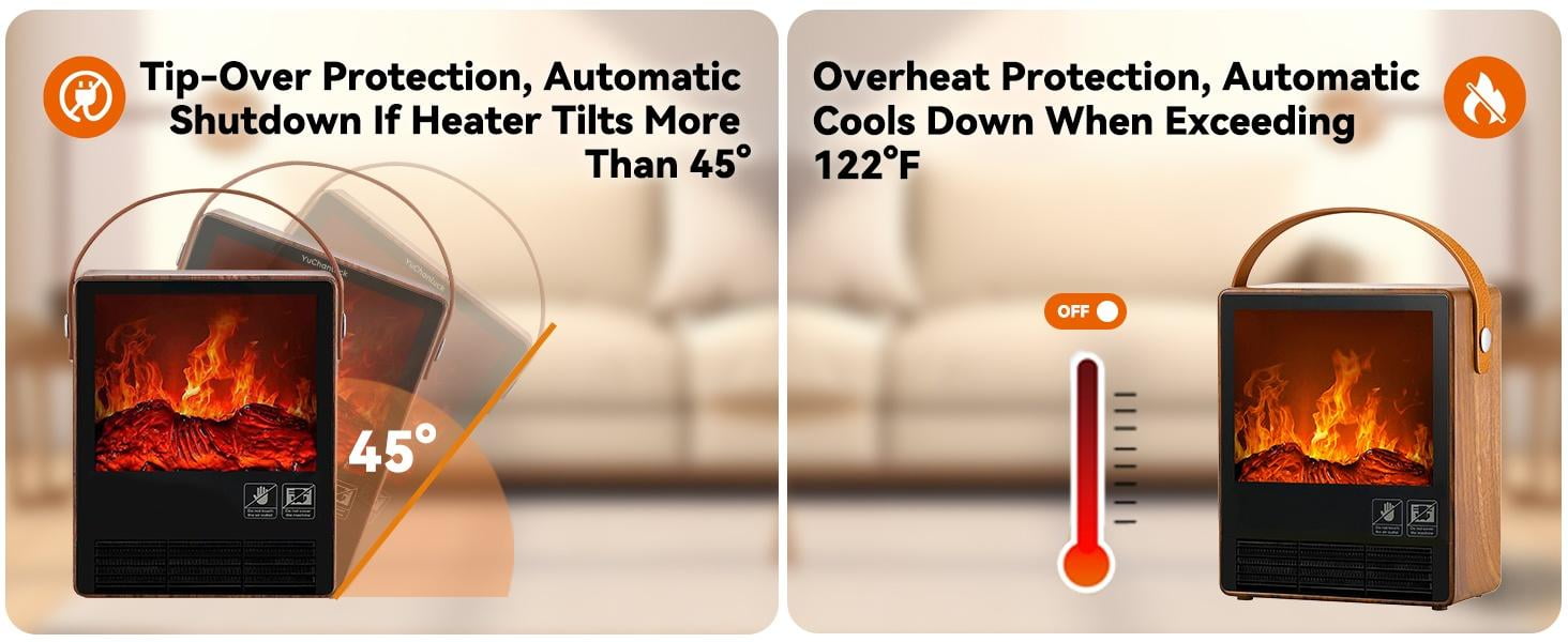 Portable Electric Fireplace Heater for Indoor Use, Fake Fireplace Space ...