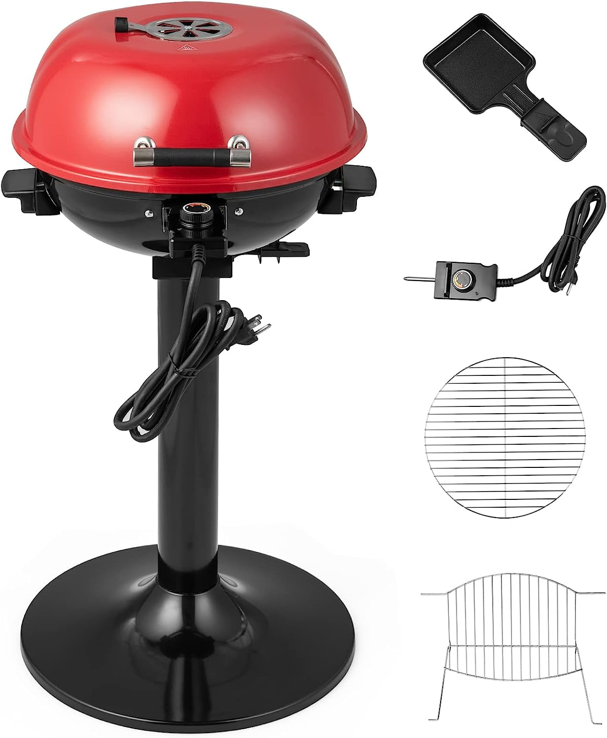 Portable Electric Grill, with Warming Tray, 1600W Heating Element ...