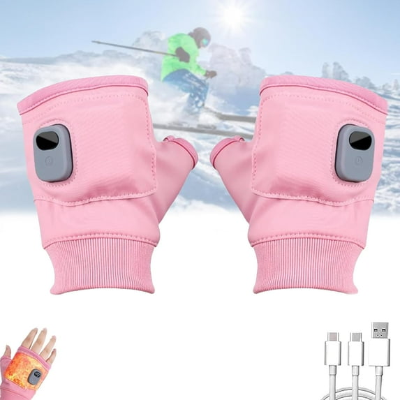 Portable Electric Heated Gloves,Smart Heated Fingerless Gloves ...