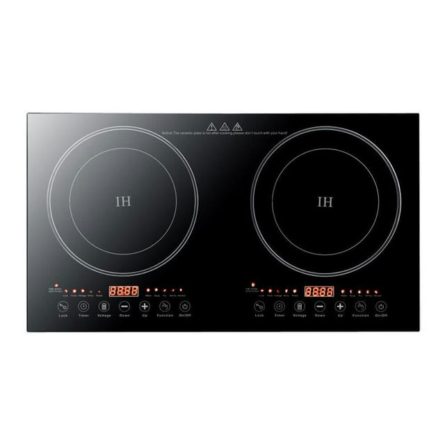 Portable Electric Induction Cooktop, 2-Burner Tempered Glass Countertop ...