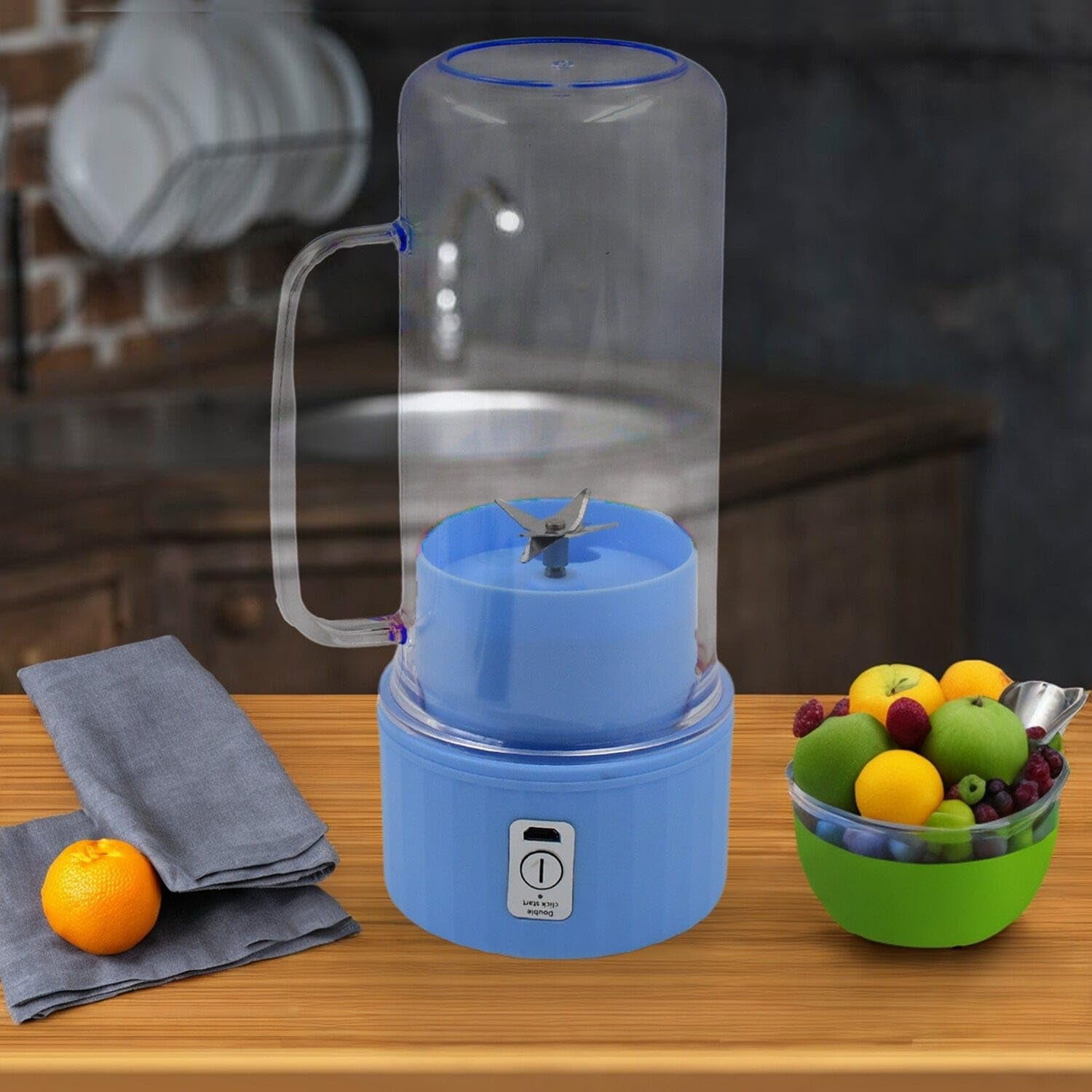 Portable Electric Juicer with Handle Straw USB Rechargeable 6 Stainless ...