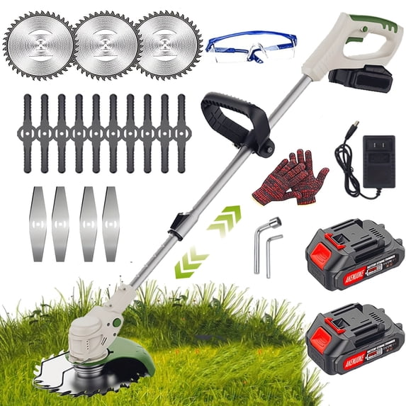 Portable Electric Lawn Mower - Cordless with 2 Lithium Batteries, 3 ...