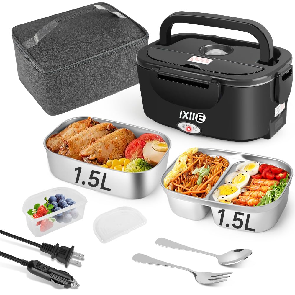 Portable Electric Lunch Box 80W Heated Food Warmer for Work Travel ...