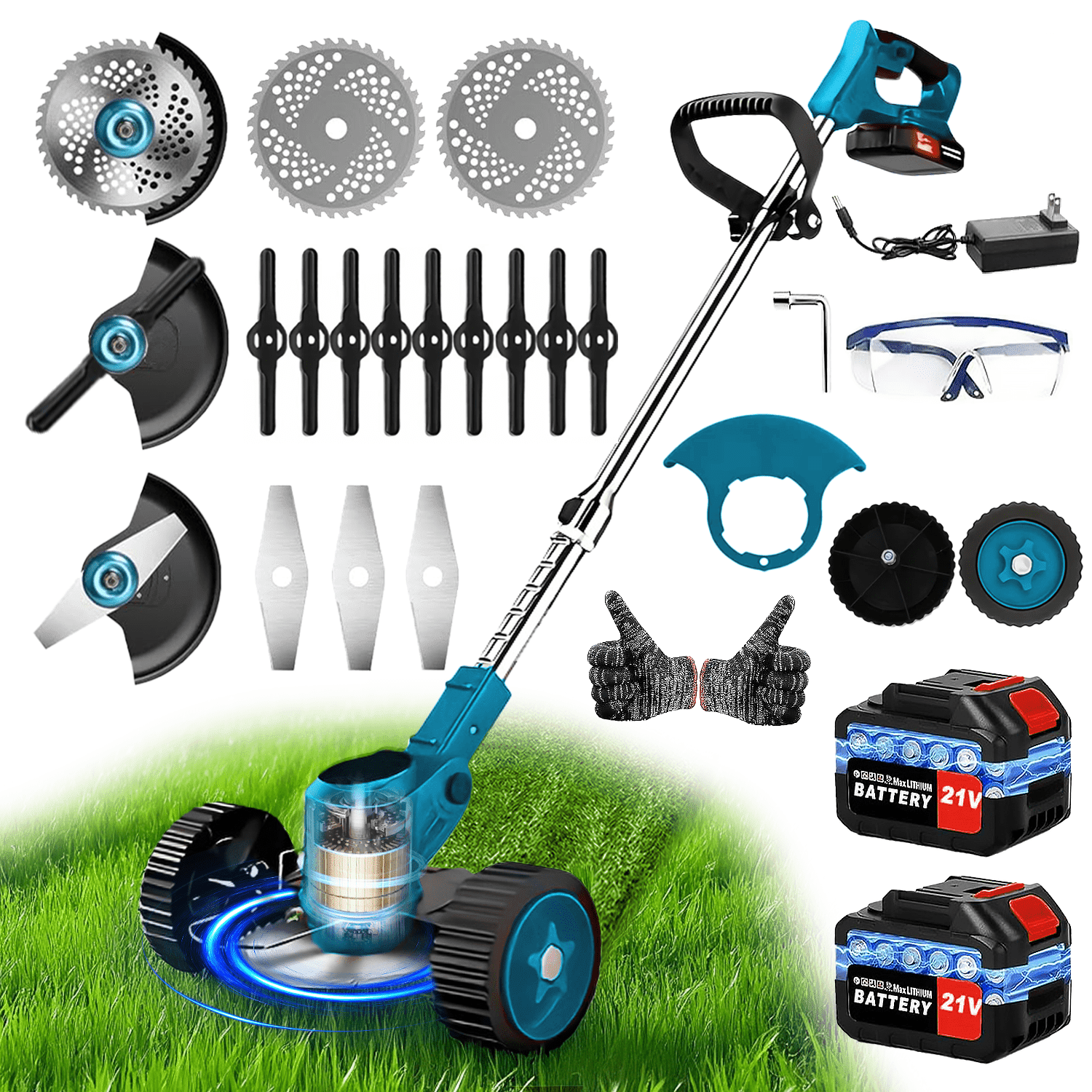 [Portable Electric Mower] Home Small Portable Electric Lawn Mower, 21V ...