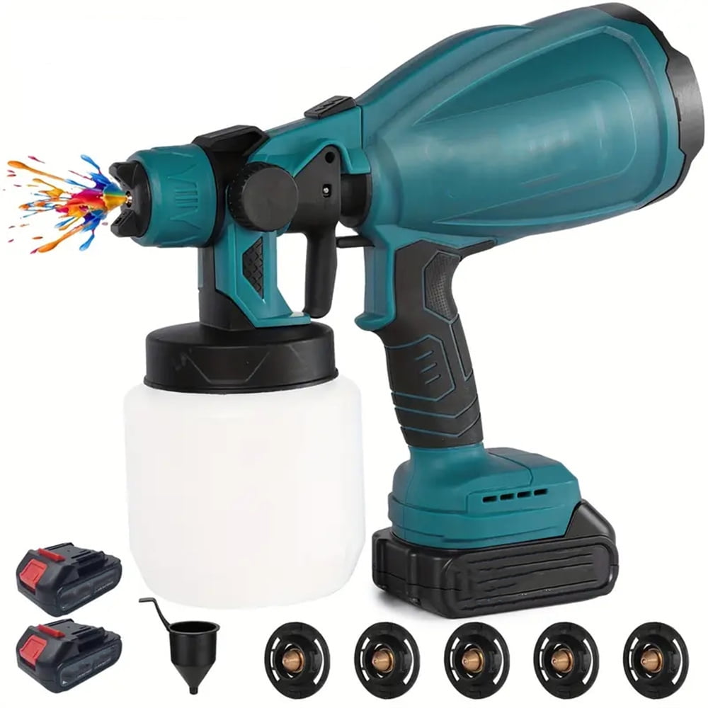 Portable Electric Paint Sprayer Gun, 2 Battery, 3 Spray Patterns ...