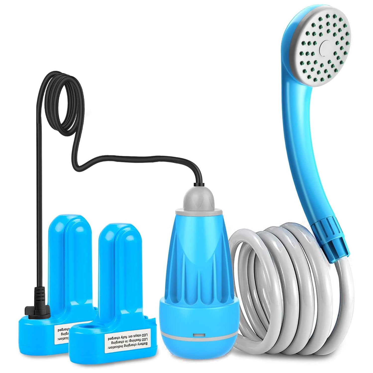 Portable Electric Rechargeable Camp Pump Shower Blue-2 Batteries ...