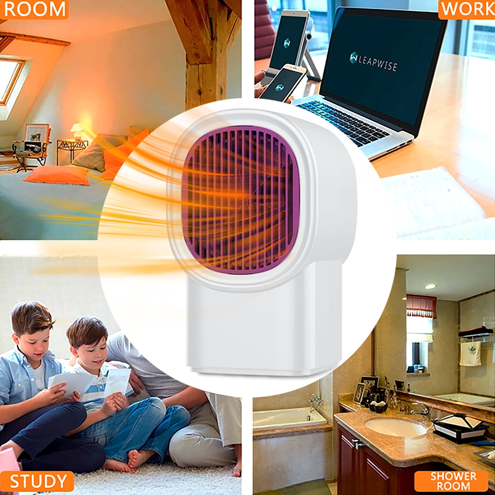 Portable Electric Space Heater with Thermostat, 1S Fast Heating ...