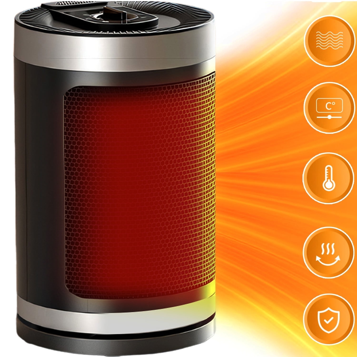 Portable Electric Space Heaters, 1500W PTC Ceramic Fast Safety Heater ...