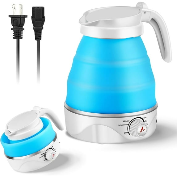 Portable Electric Travel Kettle, 600ml Collapsible Silicone Kettle with ...