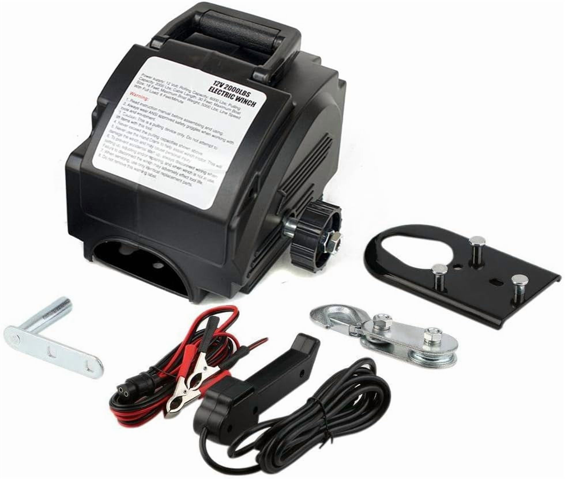 Portable Electric Winch 2000 LBS, Electric Winch 30ft Towing Distance ...