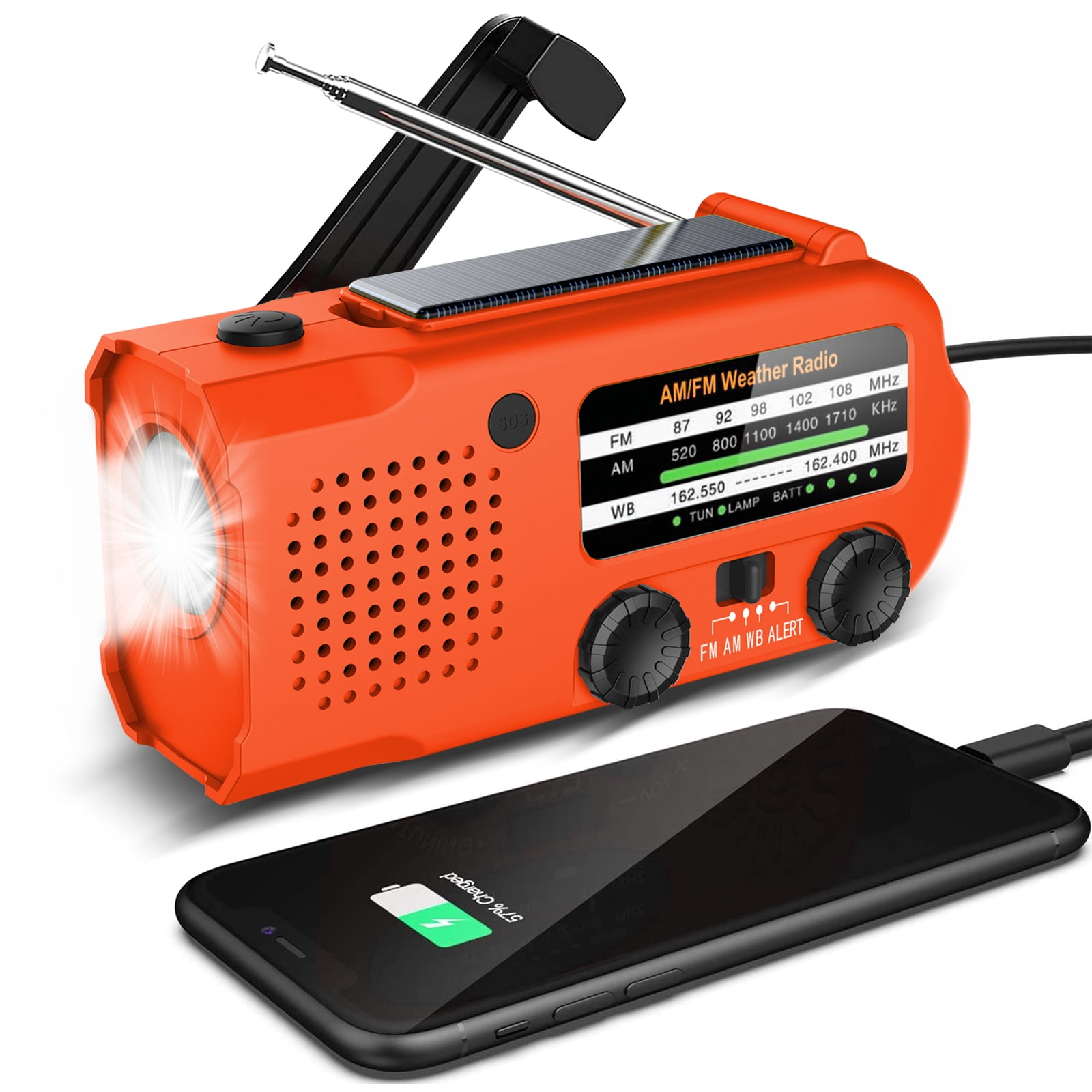 Portable Emergency Solar Hand Crank Radio with FM/AM/SW, NOAA Weather ...