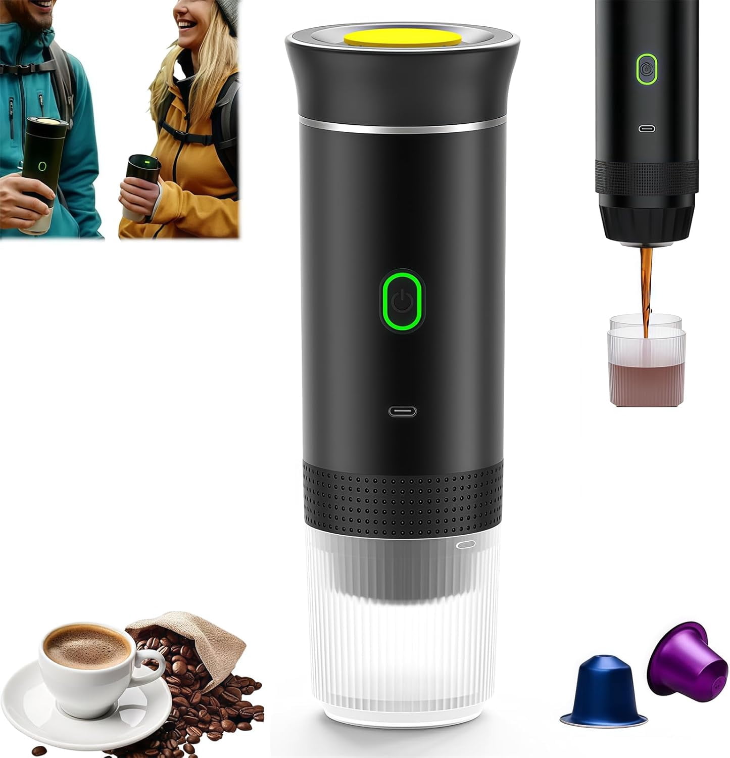 Portable Espresso Machine,3 In 1 Portable Coffee Maker,Mini Electric ...
