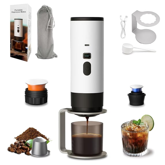 Portable Espresso Maker, 15 Bar 3-in-1 Cordless Coffee Machine with ...