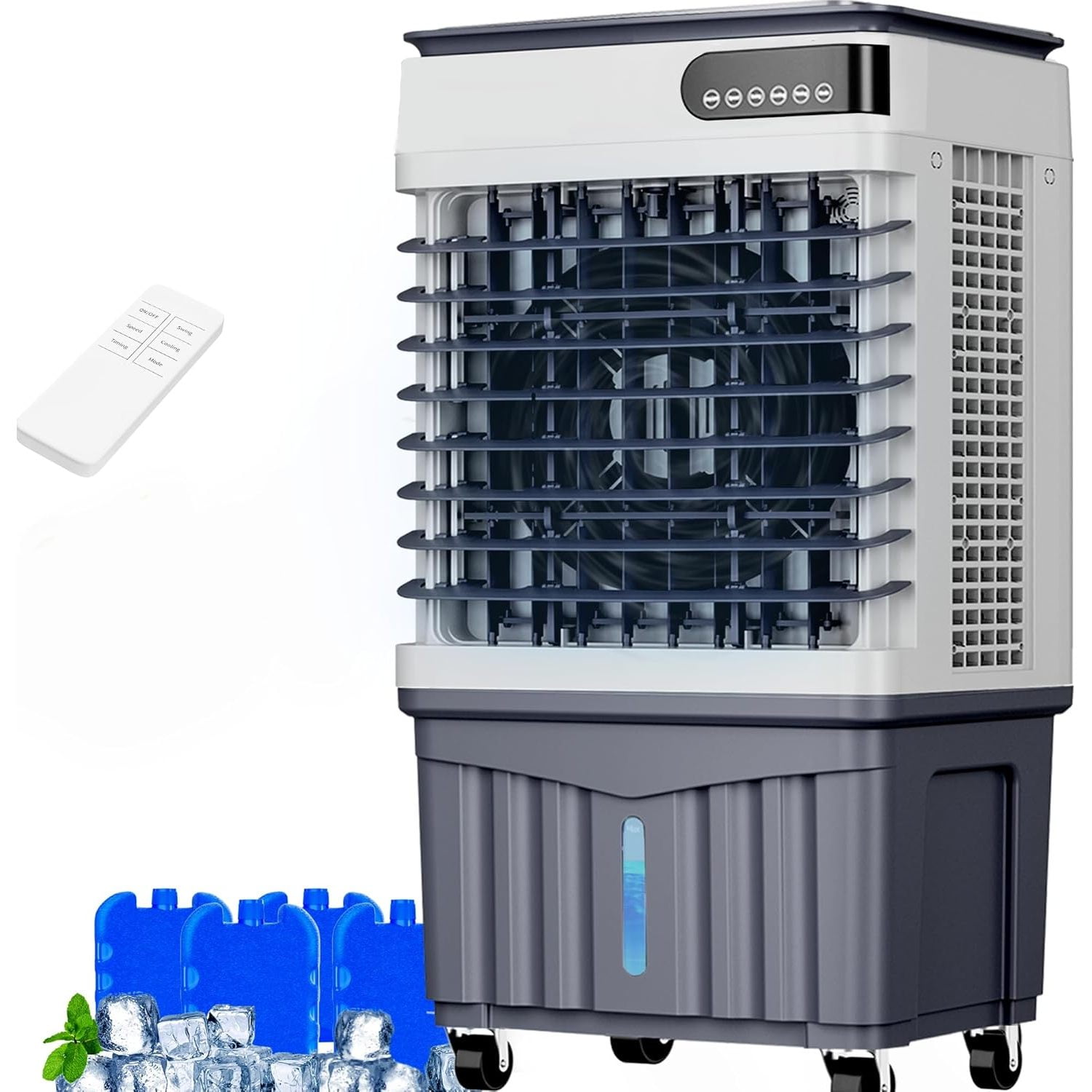 Portable Evaporative Air Cooler, 2200 CFM Swamp Cooler with large 8 Gal ...