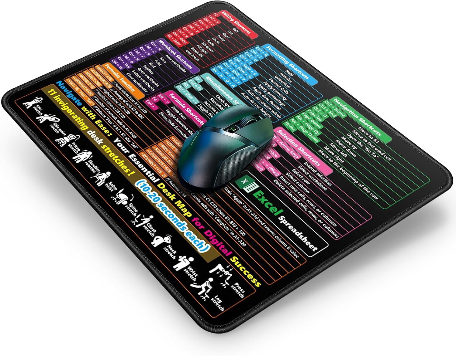 Portable Excel Shortcut Mouse Pad 11.8 x 9.8 Inch Desk Mat with ...