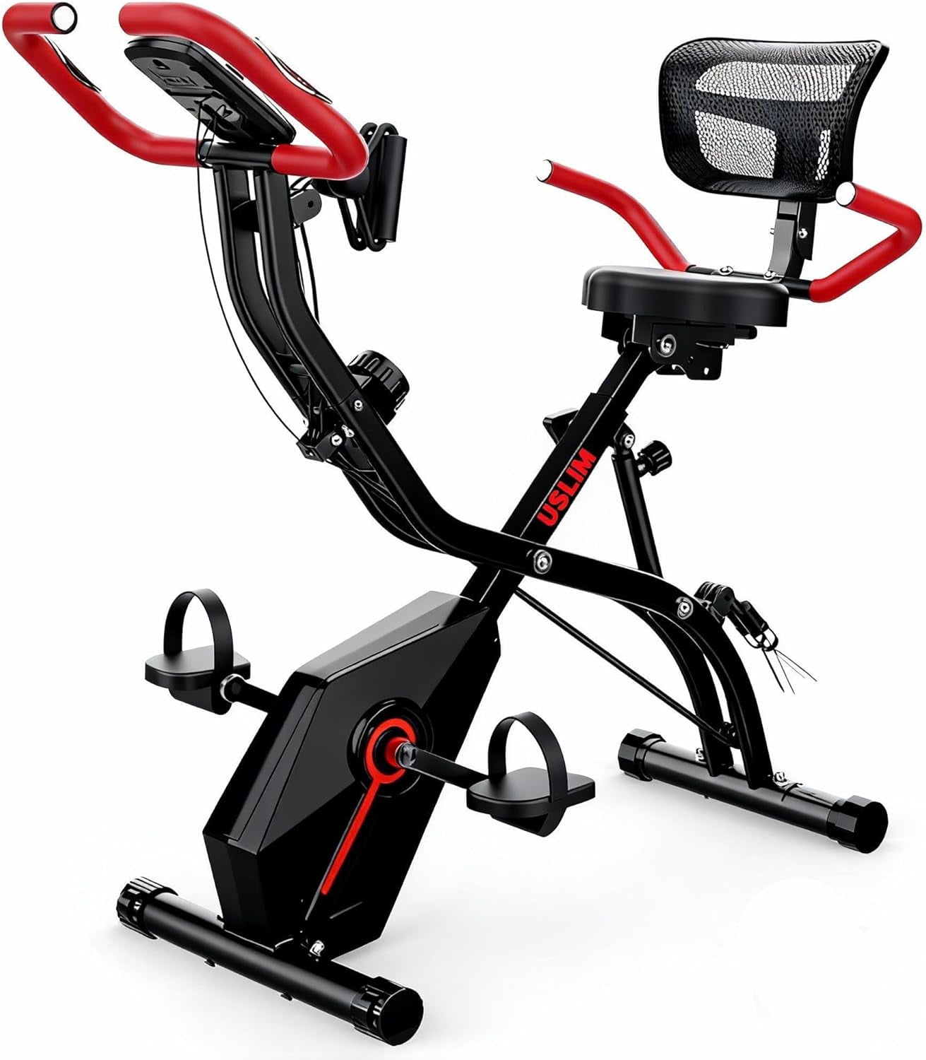 Portable Exercise Bike, Indoor Foldable Stationary Bike with Ergonomic ...