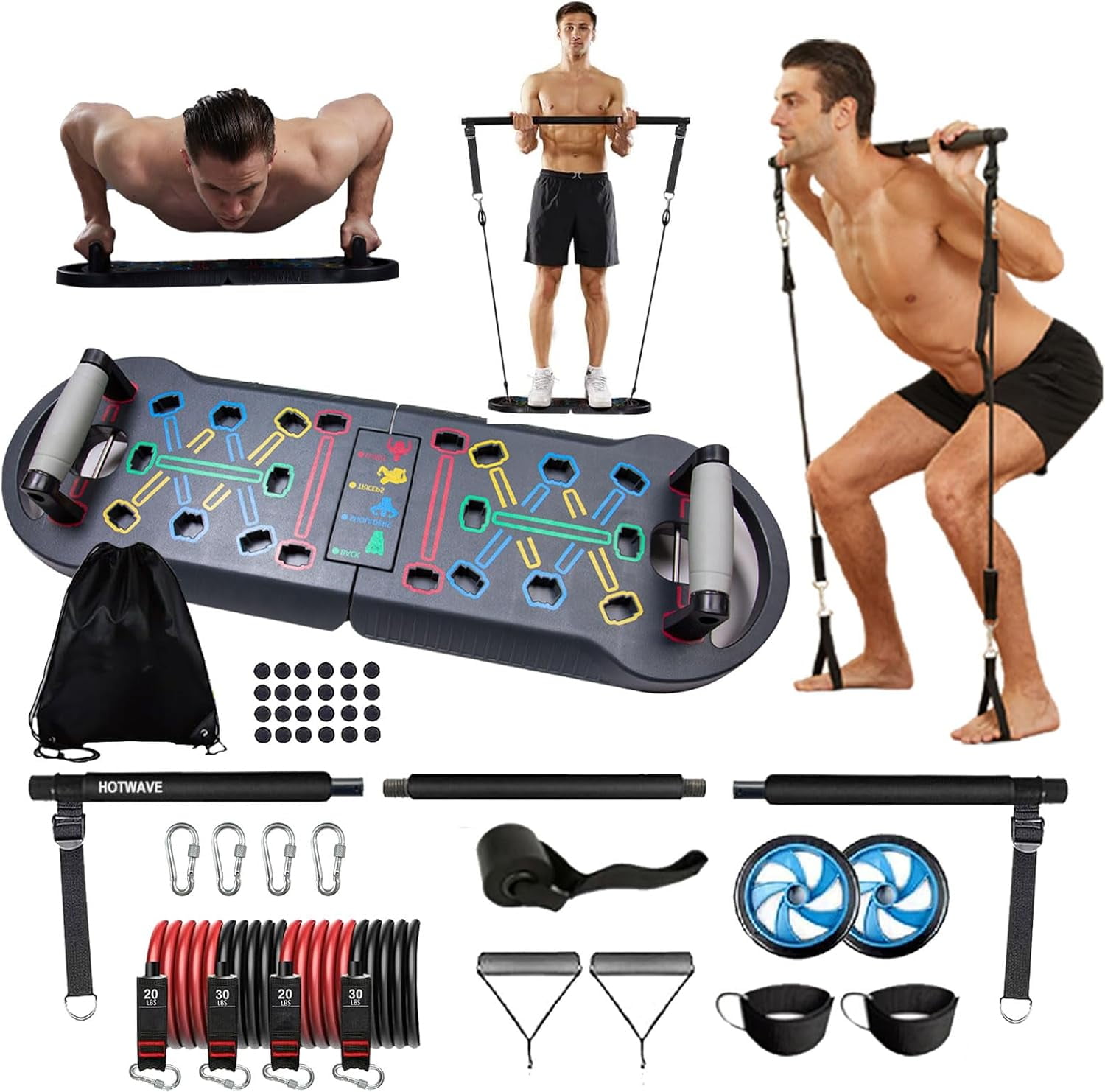 Portable Exercise Equipment with 16 Gym Accessories.20 in 1 Push Up ...