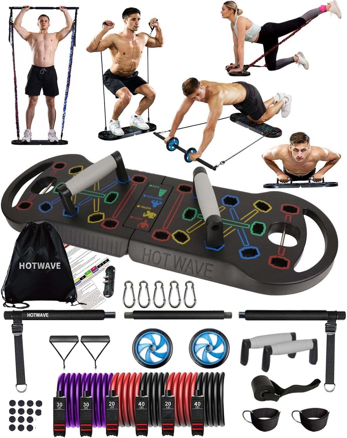 Portable Exercise Equipment with 16 Gym Accessories.20 in 1 Push Up ...