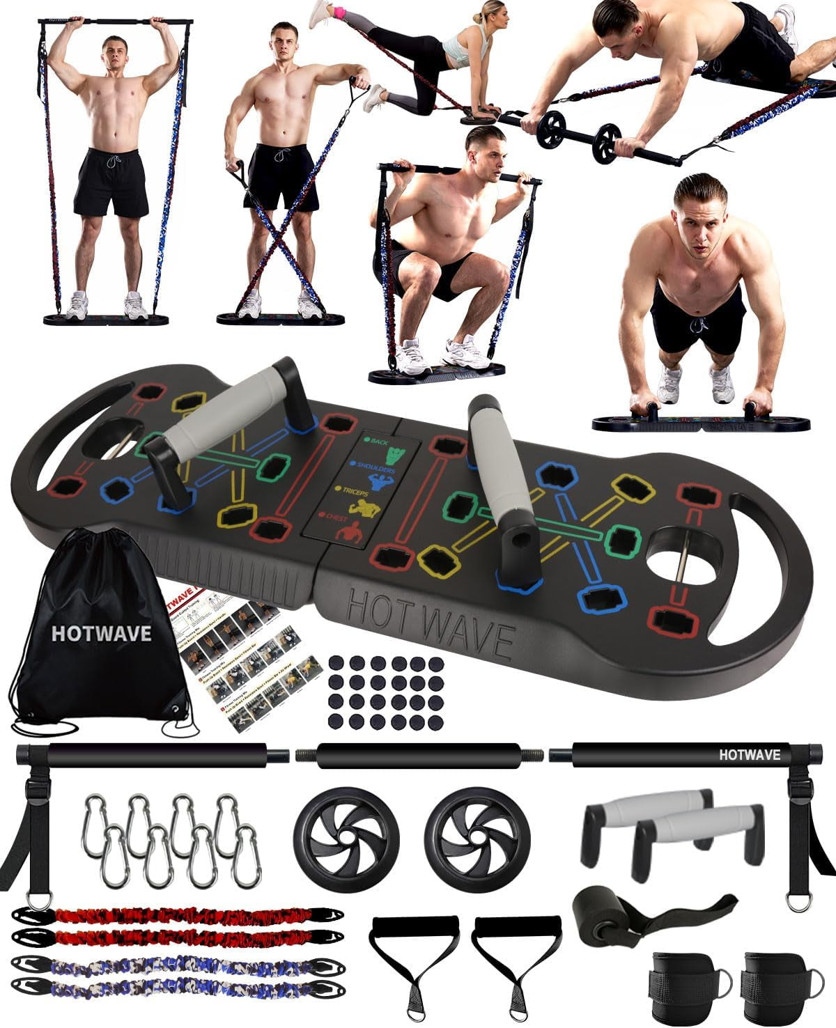 Portable Exercise Equipment with 16 Gym Accessories.20 in 1 Push Up ...