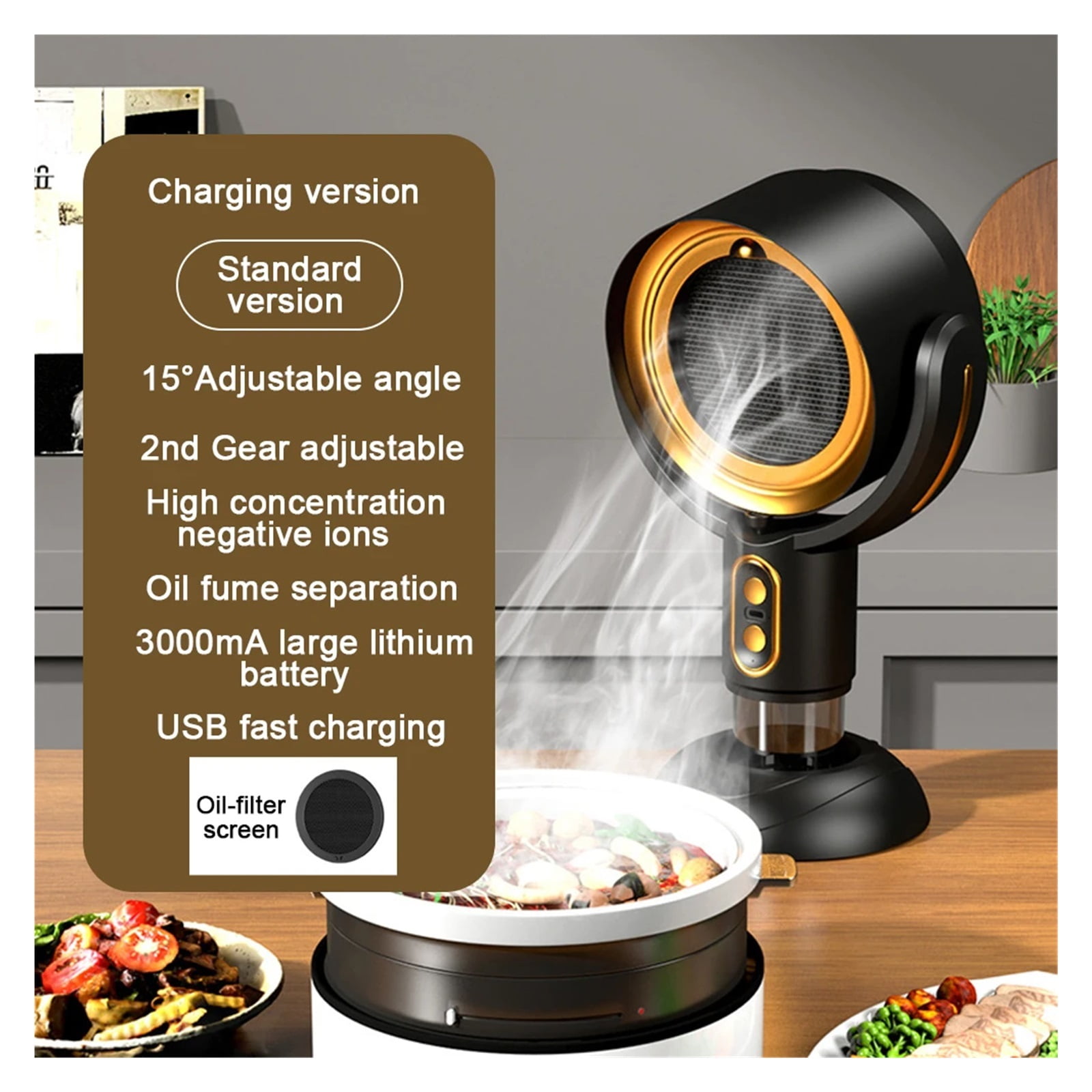 Portable Exhaust Fan Kitchen Hood Extractor Barbecue USB Charging ...
