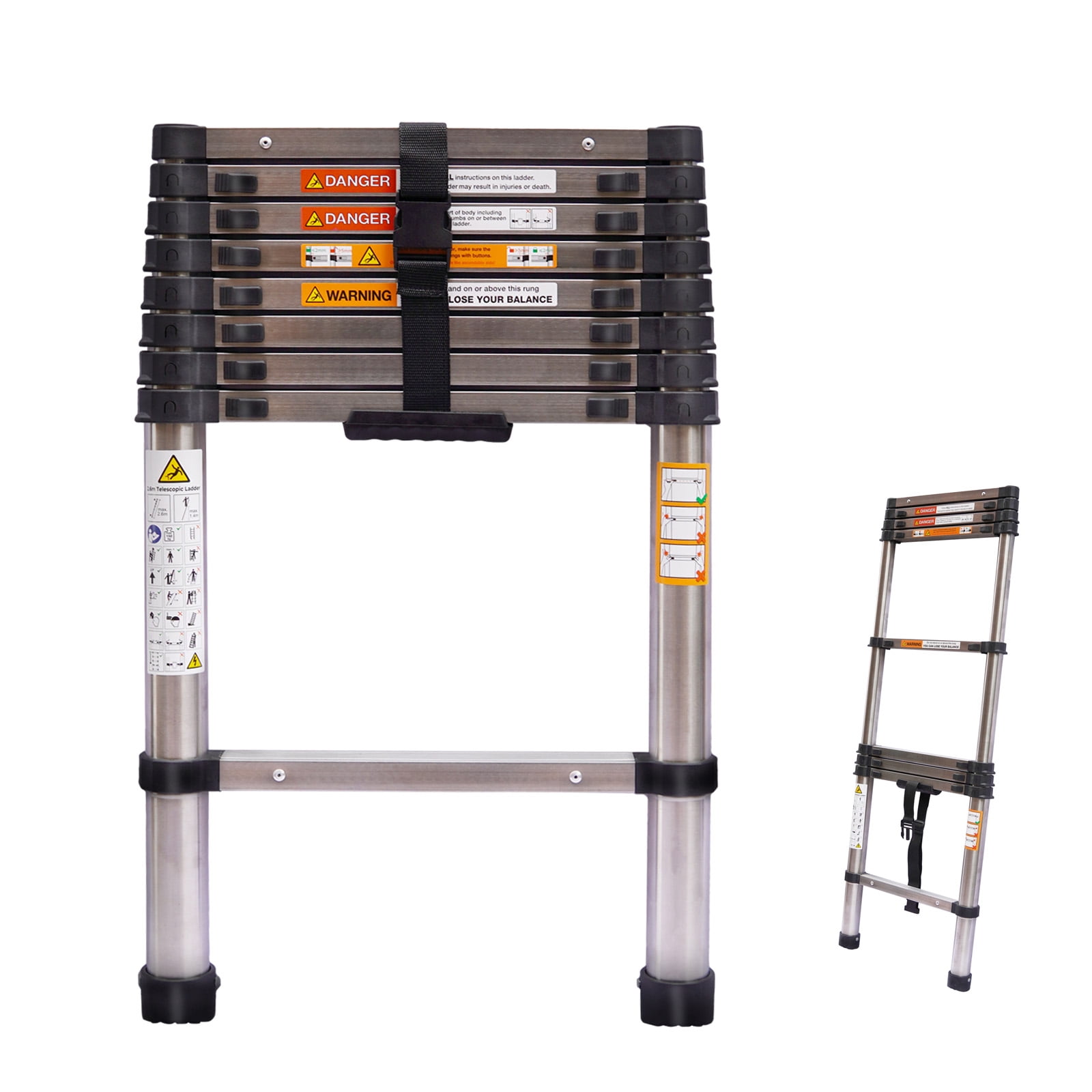 Portable Extension Ladder 8.5 Feet Heavy Duty Stainless Steel ...