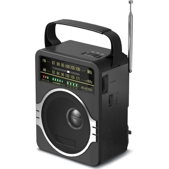 Portable AM FM Radio, Bluetooth 5.0 Radios 5 Watts Loud Speaker,FM ...