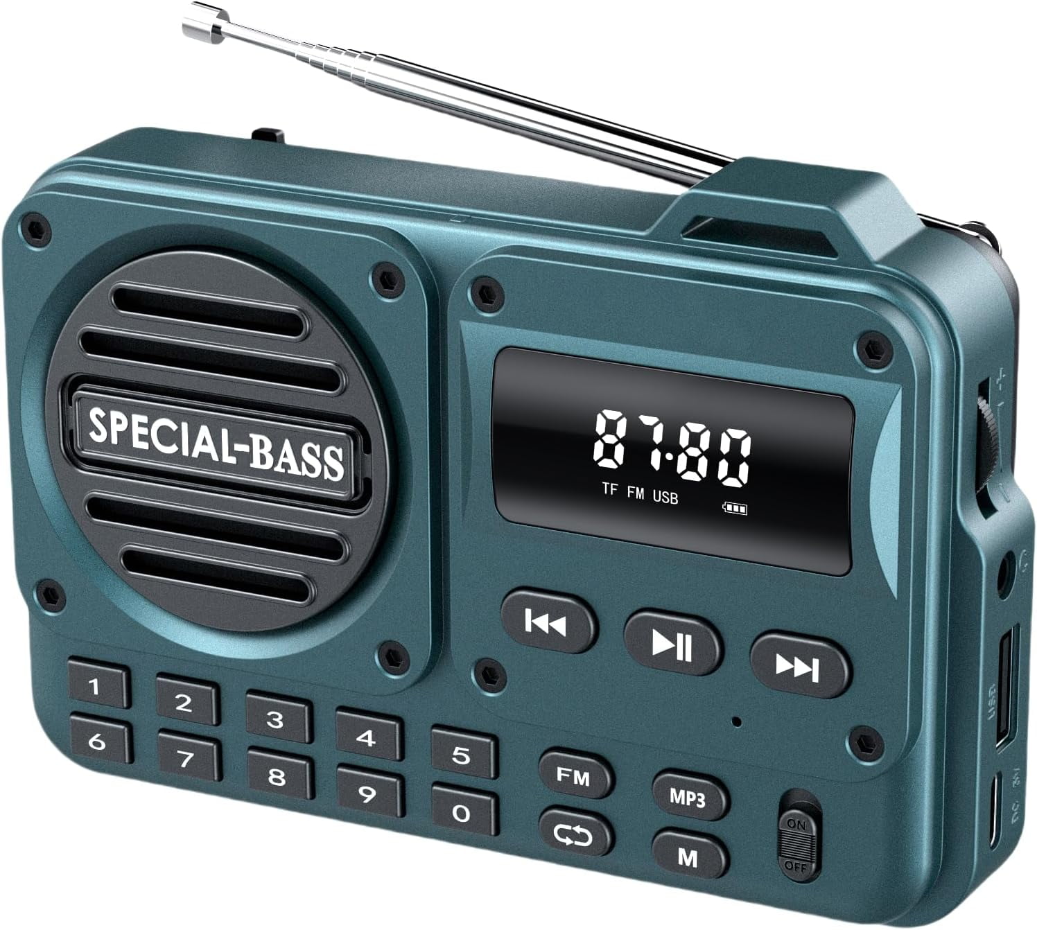 Portable FM Radio with Bluetooth 5.0 & USB-C Fast Charging - 2000mAh ...