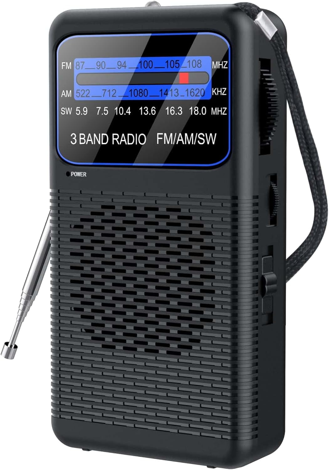 Portable AM FM SW, 3 Band Pocket Radio, Personal Transistor Radios 2AA ...