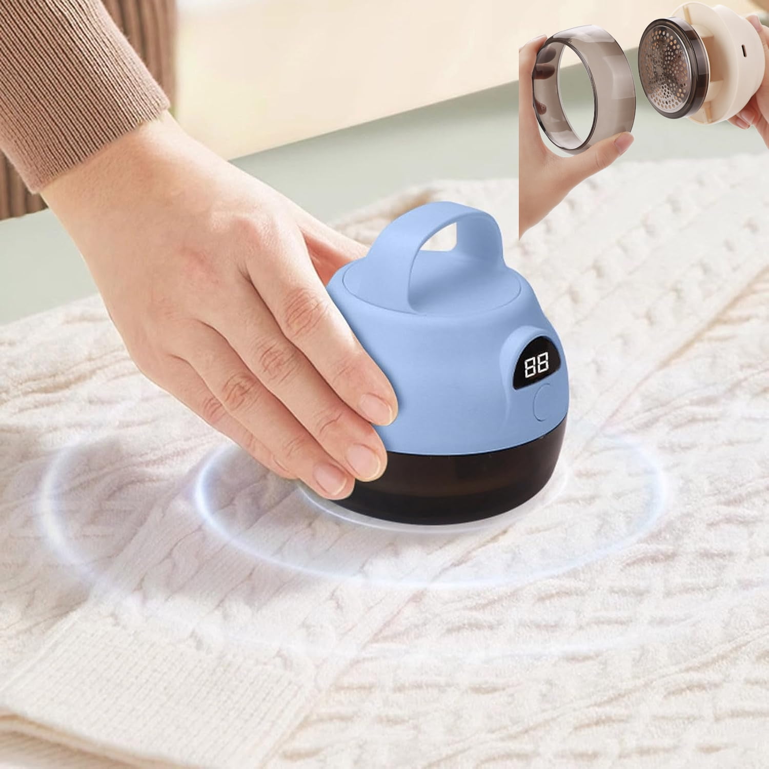 Portable Fabric Shaver, Electric Rechargeable Lint Shaver with Digital ...