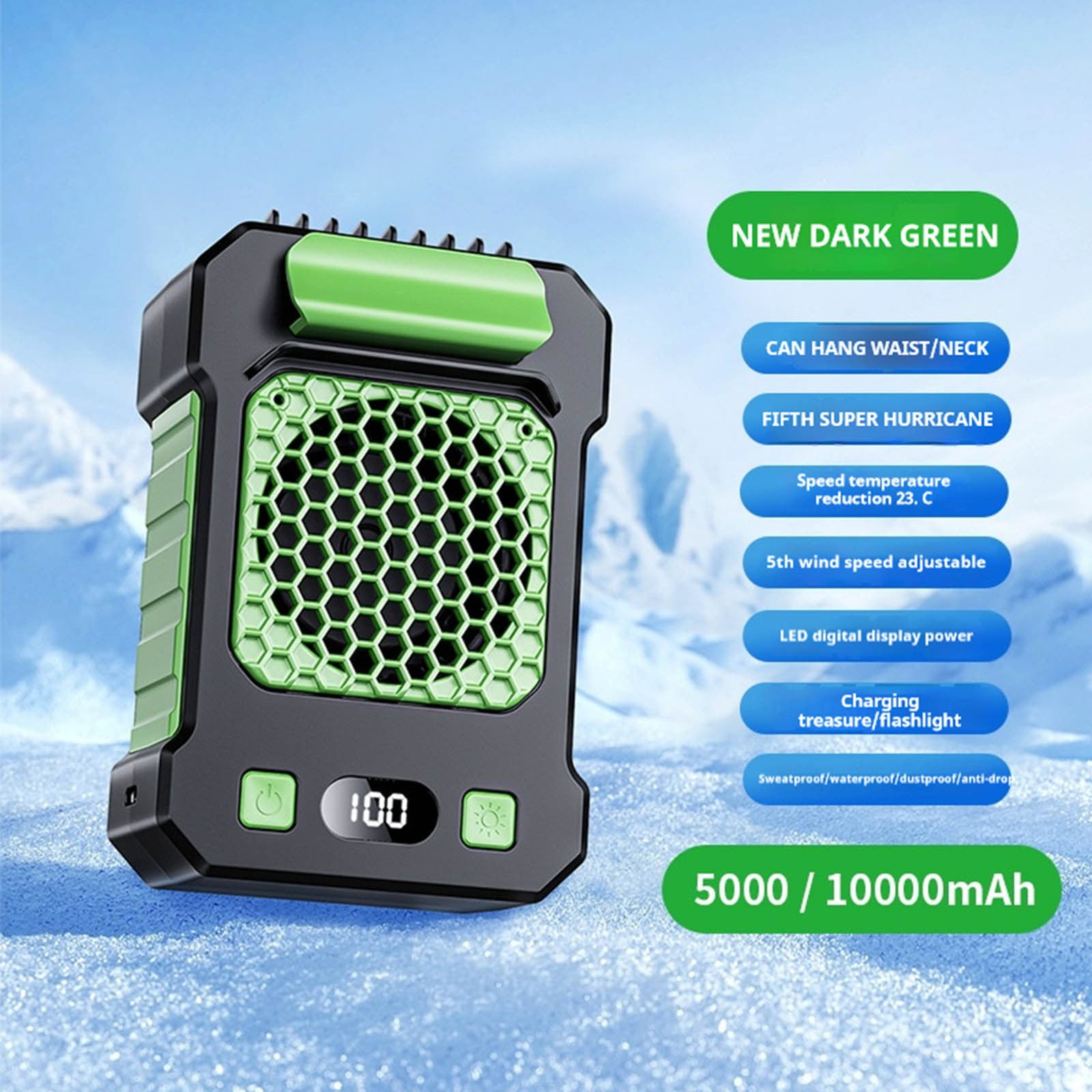 Portable Fan 5000mAh Rechargeable Portable Waist Clip Fan Neck Fan With ...