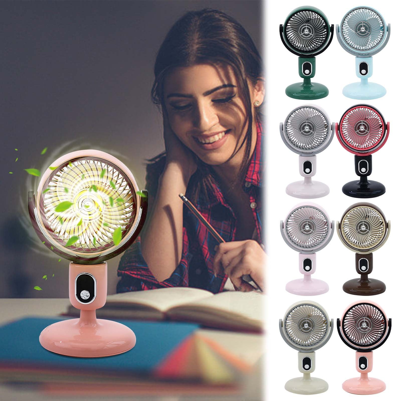 Portable Fan,Desk Fan,USB Rechargeable Digital Night Light Desktop Fan ...