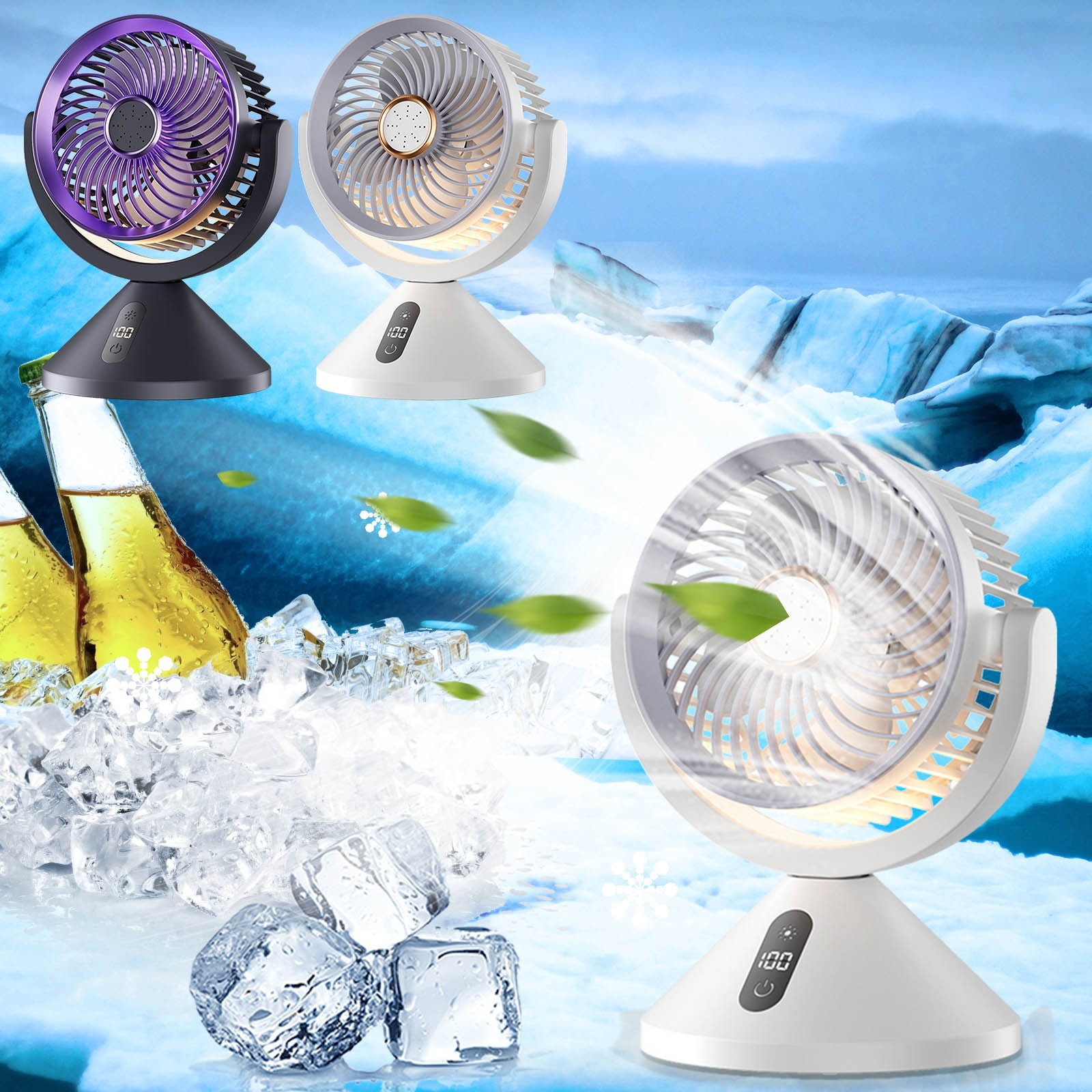 Portable Fan Digital Display Circulating Fan Desktop Vertical 100 Speed ...