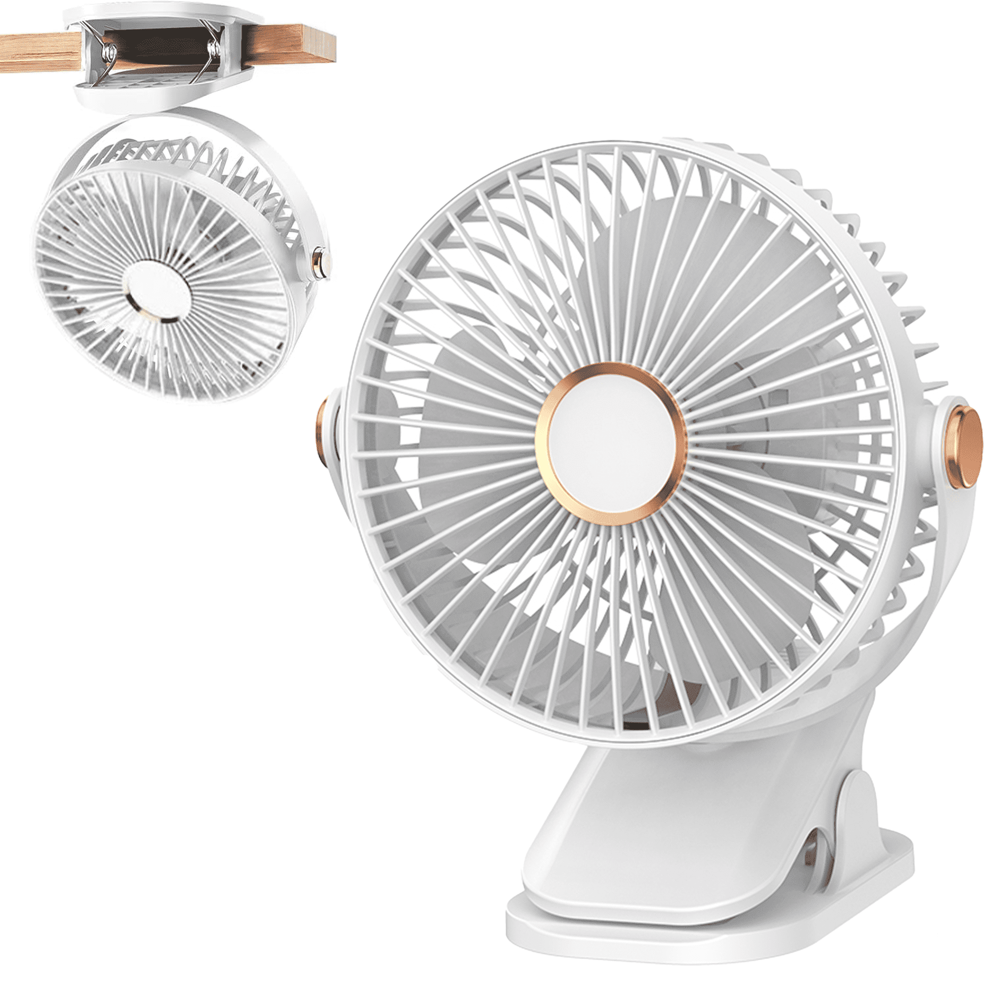 Portable Fan, Portable Clip on Fan, USB Rechargeable Desk Fan, 5 Speed ...