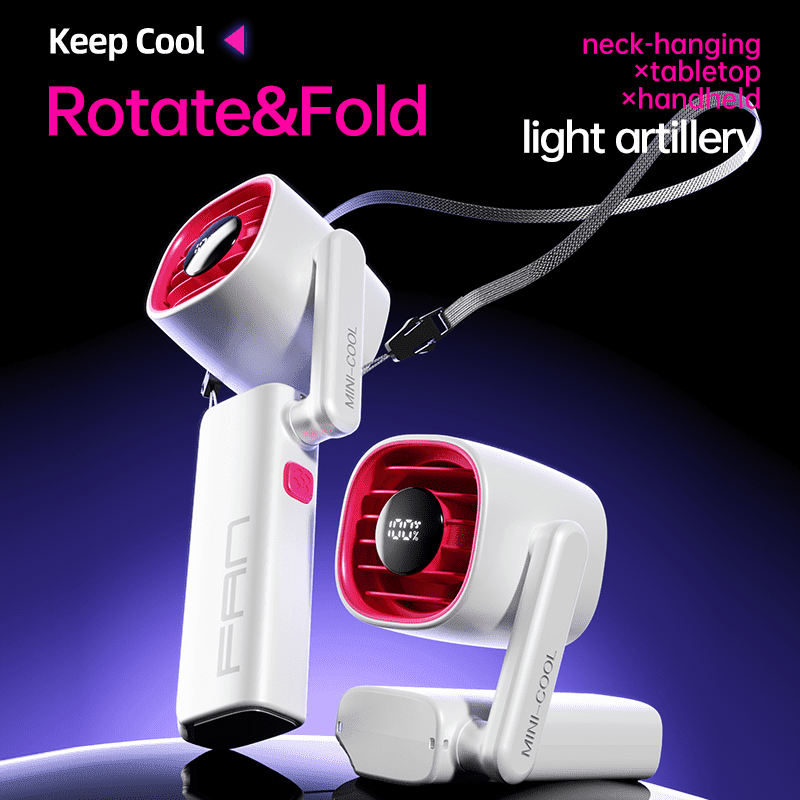 Portable Fan, Portable Handheld Turbo Fan, 180°Foldable, LED Display ...