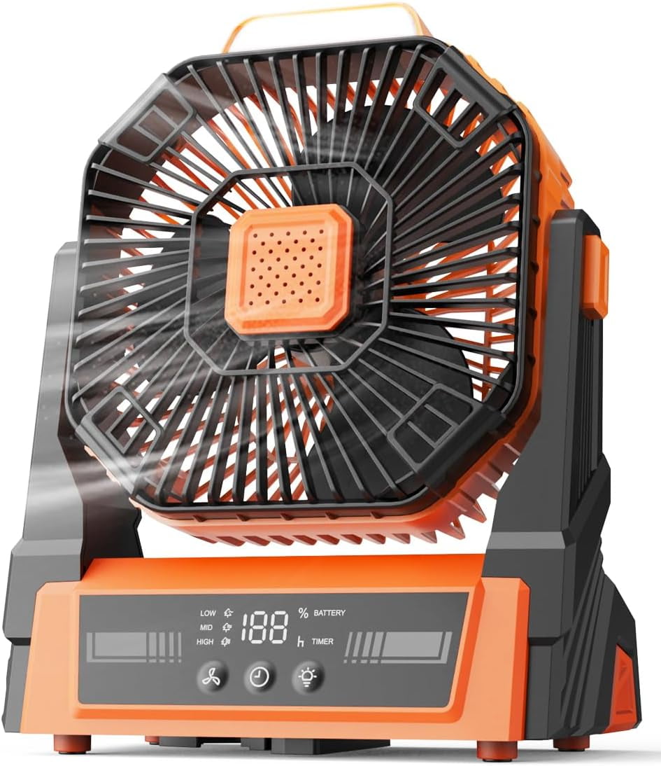 Portable Fan Rechargeable, 20000mAh Battery Powered Desk Fan with LED ...