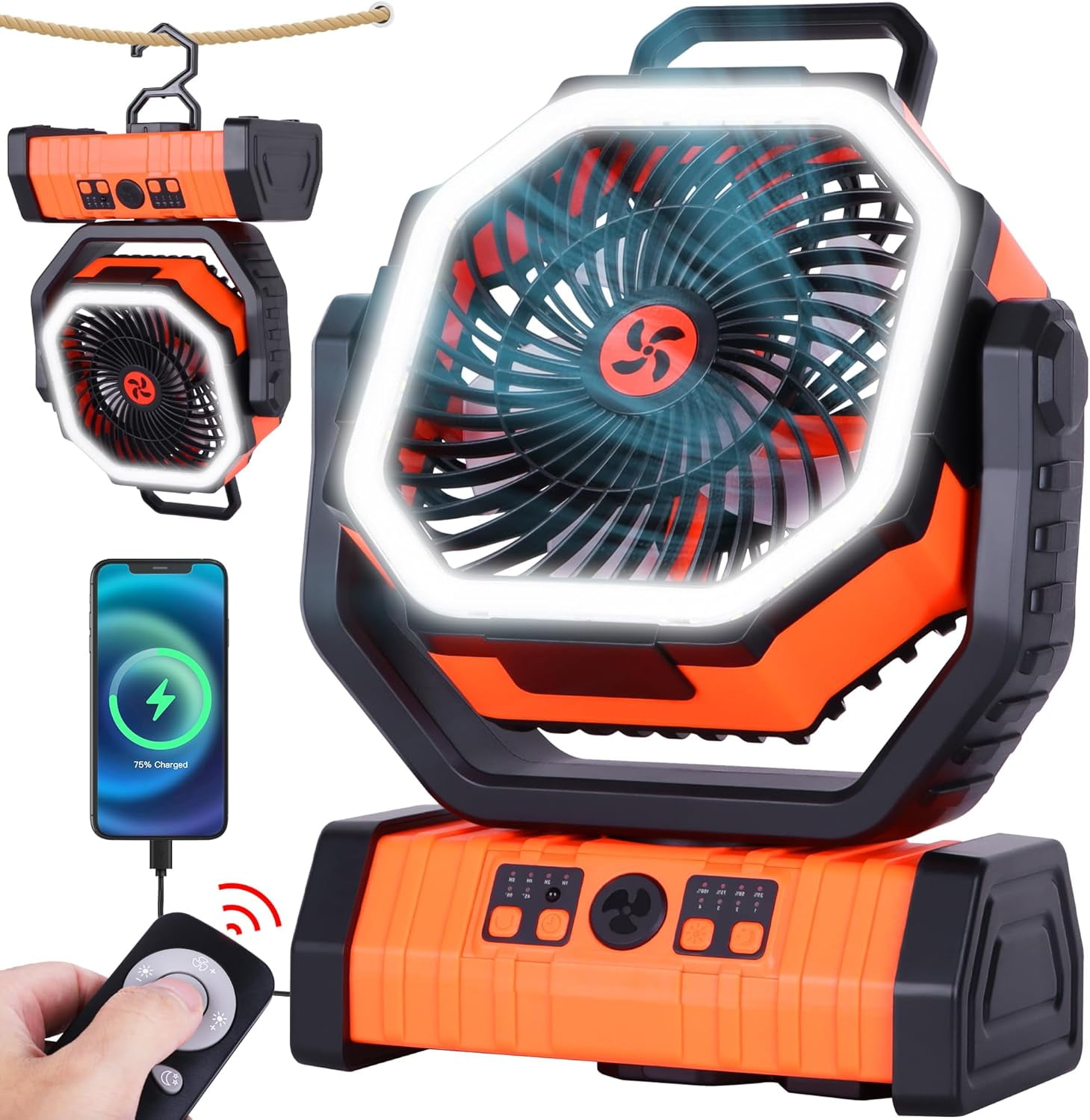 Portable Fan Rechargeable, 20000mAh Cordless Battery Powered Camping ...