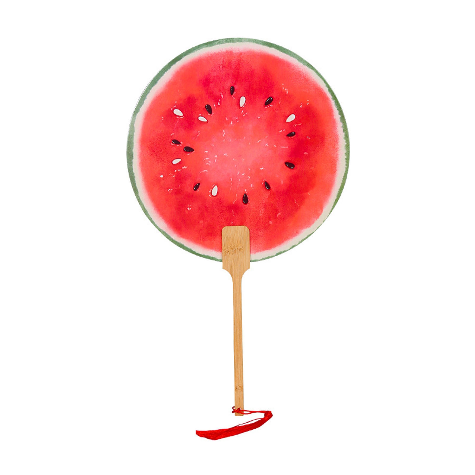 Portable Fan Summer Round Fan Watermelon Print Round Fan with Wooden ...