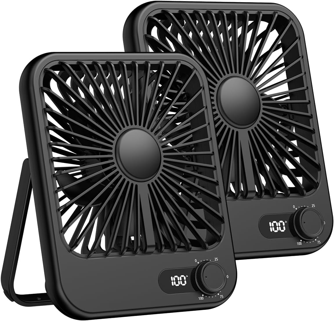 Portable Fan for Travel, 2Pack Small Desk Fan with Digital Display and ...