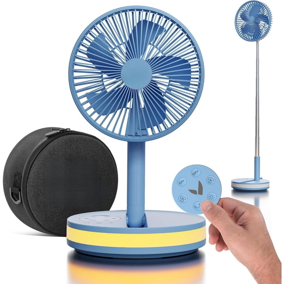 Portable Fan - Wireless Battery Operated Fan - 4 Speeds - LED Lighting ...