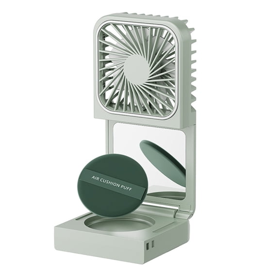 Portable Fan With Makeup Mirror Handheld Neck Hanging Foldable Cooling ...