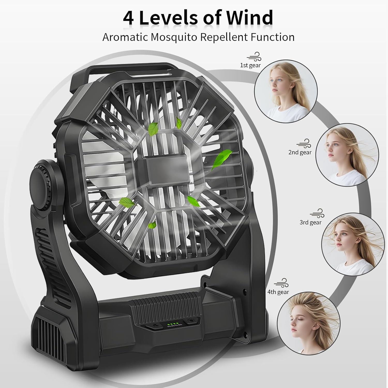 Portable Fan with LED , 20400mAh Rechargeable Cordless Fan for Travel ...