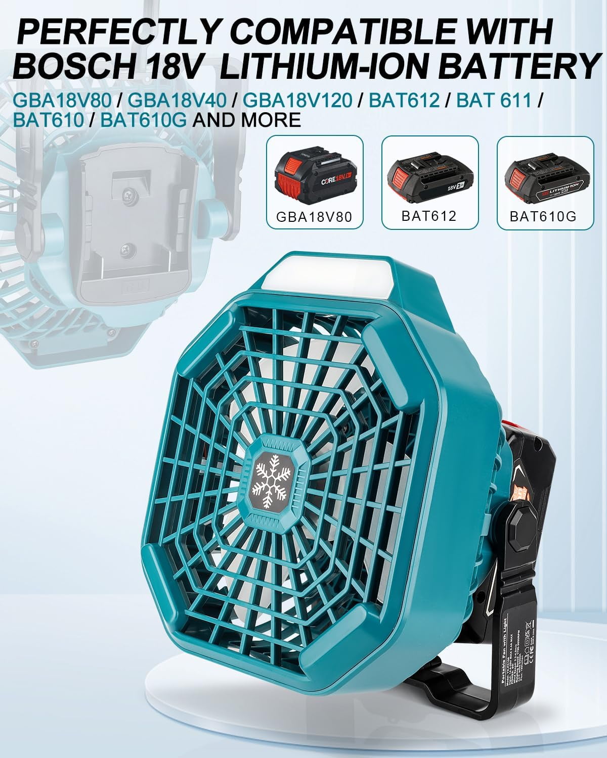 Portable Fan with Remote for Bosch 18v battery,Camping Fan with 3 ...