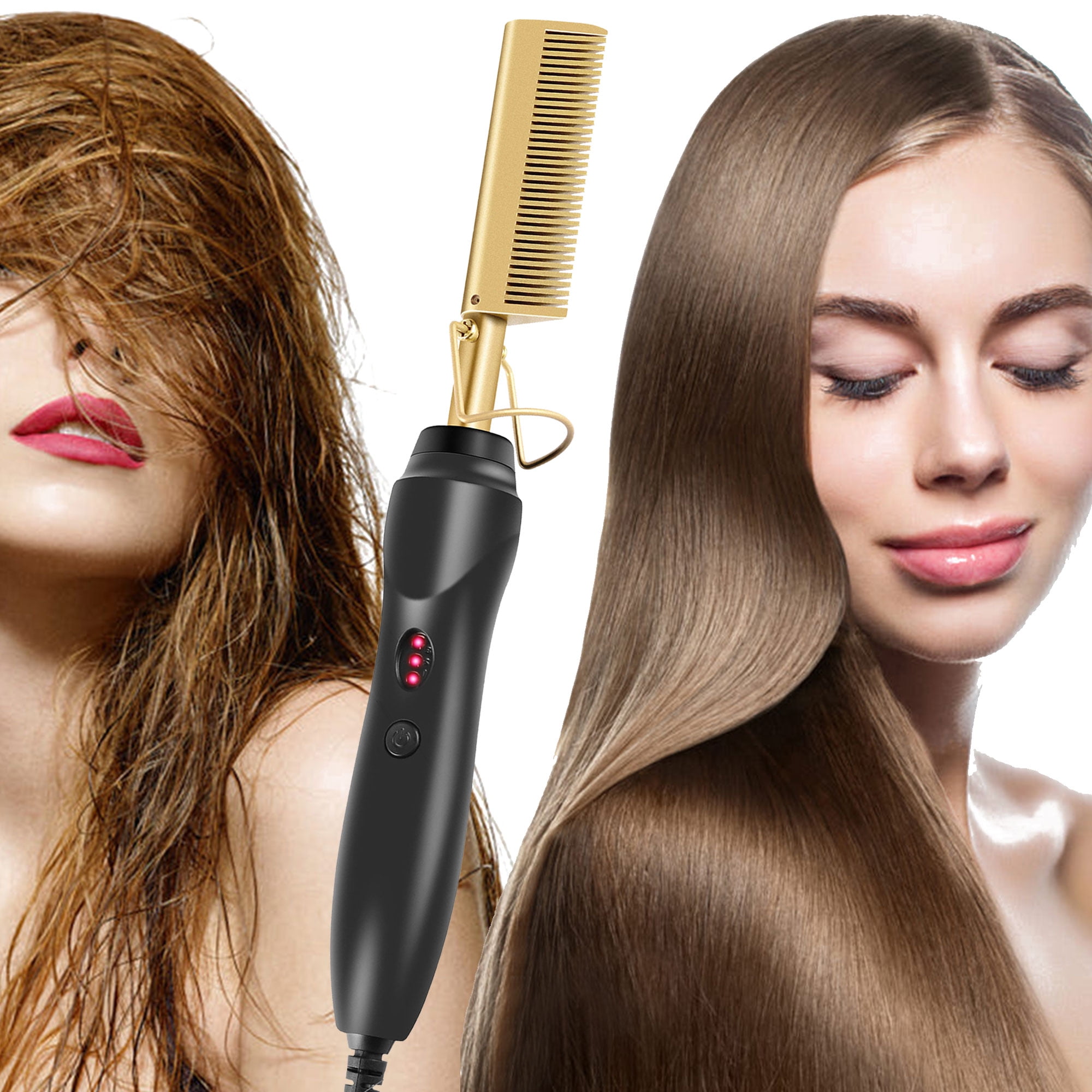 Portable Fast Heated Electric Straightener Brush Beard/Hair Comb ...