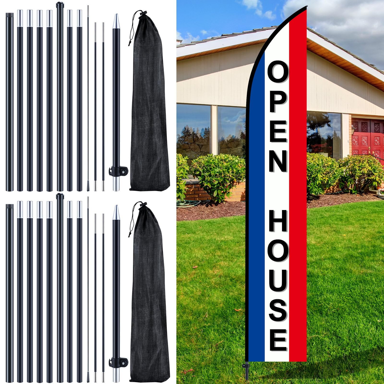 Portable Feather Flag Pole Kit Swooper Flutter Flag Hardware Pole ...