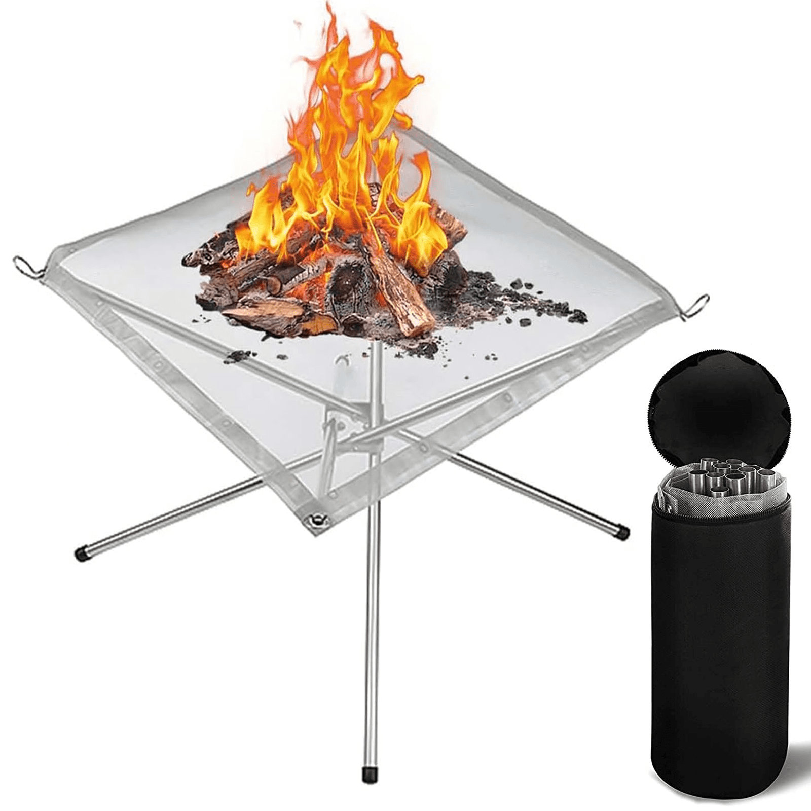 Portable Fire Pit,Collapsible Fire Pit for Camping,Portable Outdoor ...