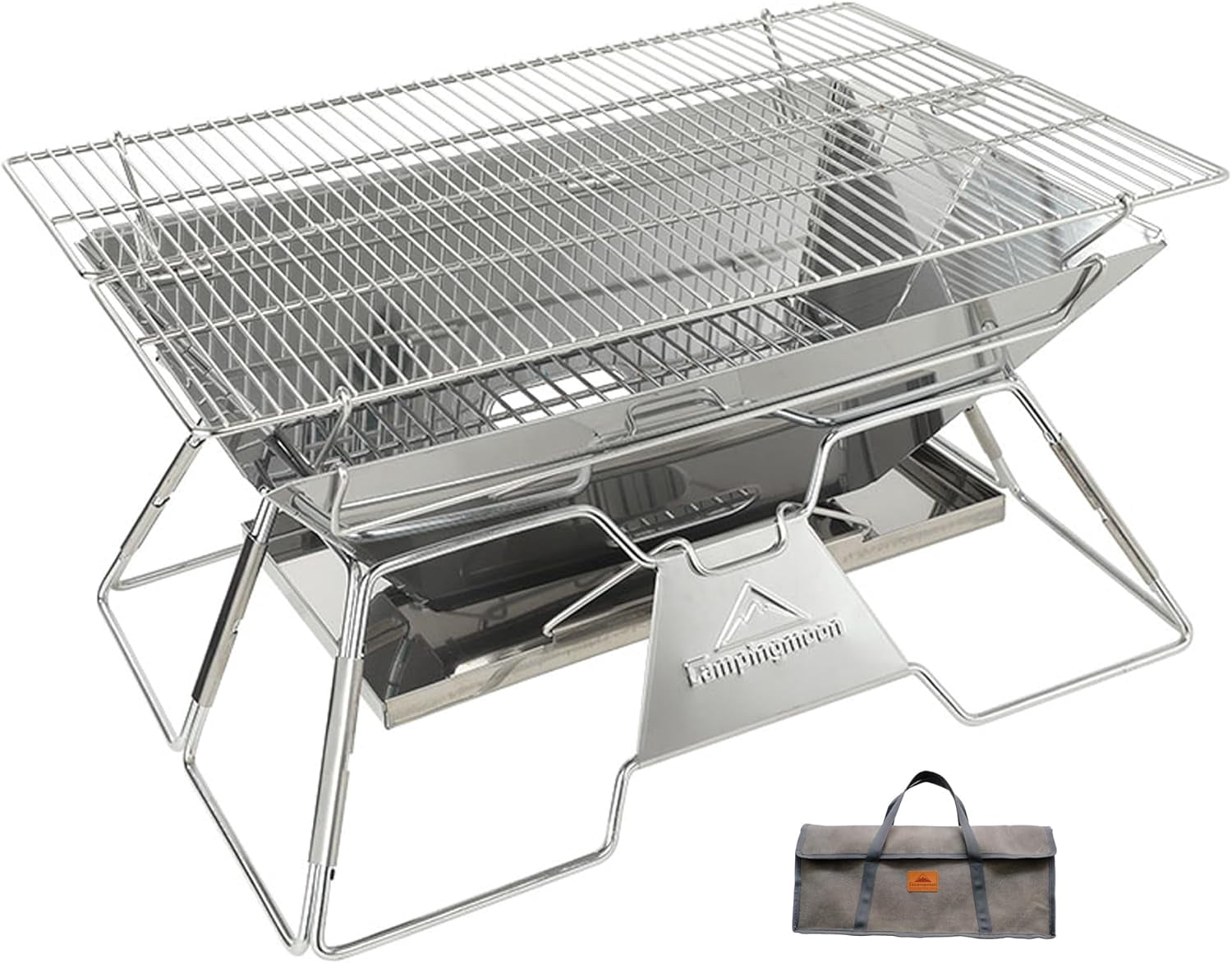 Portable Fire Pit Stainless Steel Foldable Collapsible BBQ Grill Wood ...