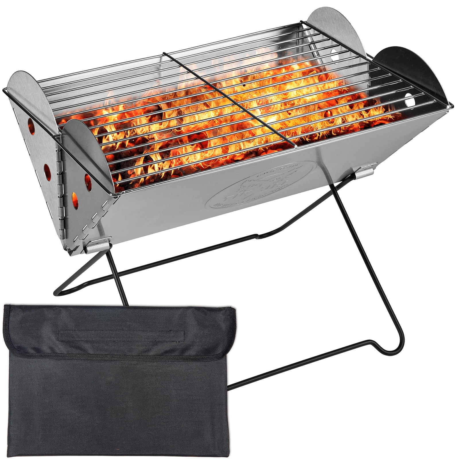 Portable Fire Pit for Camping , Collapsible Folding Grill BBQ ...